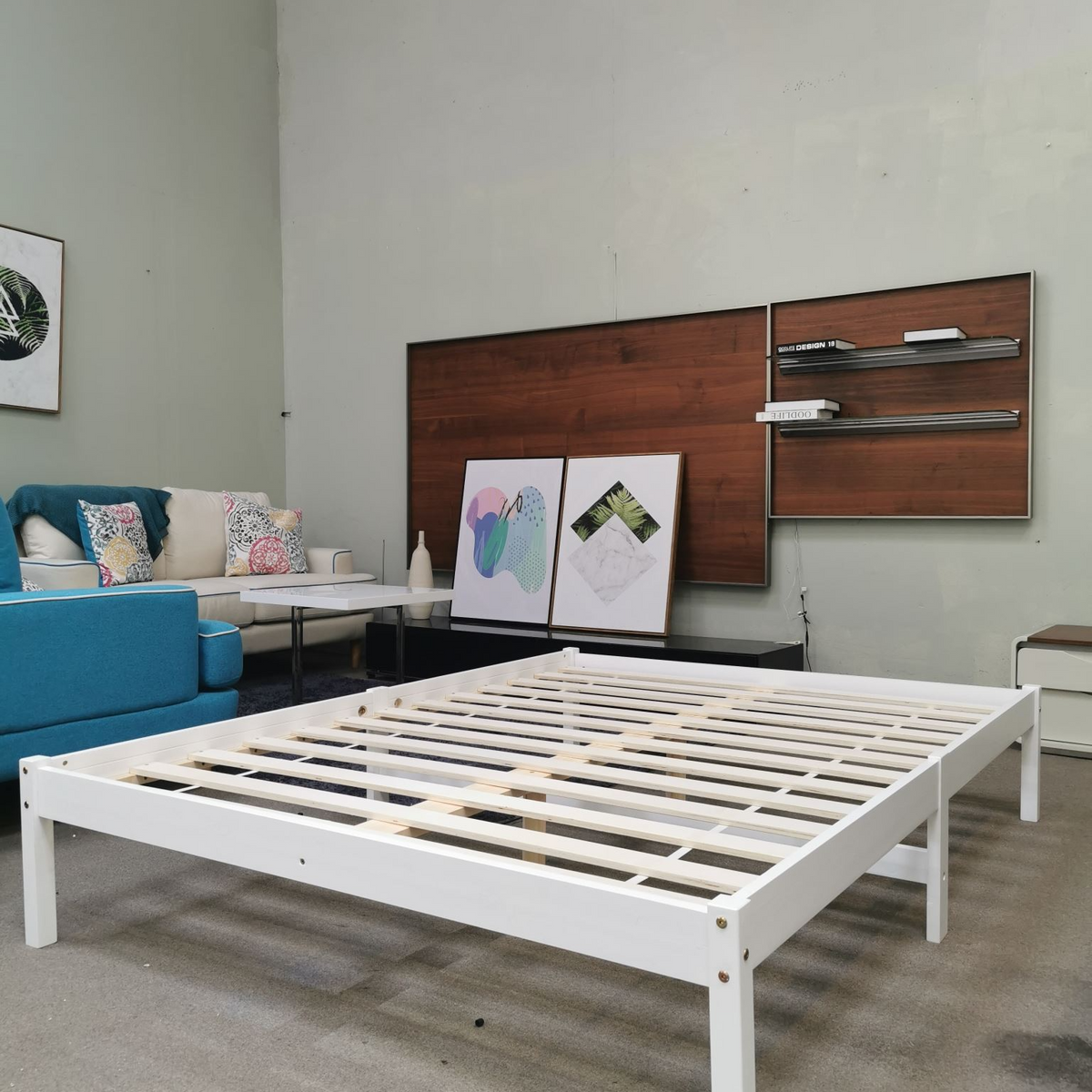 Hartland White Solid Wood Bed Base and Mattress Double Set – sue-e ...