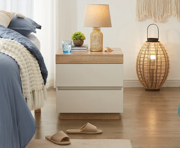 PERMAX Bedside Table with Two Drawers – sue-e furniture